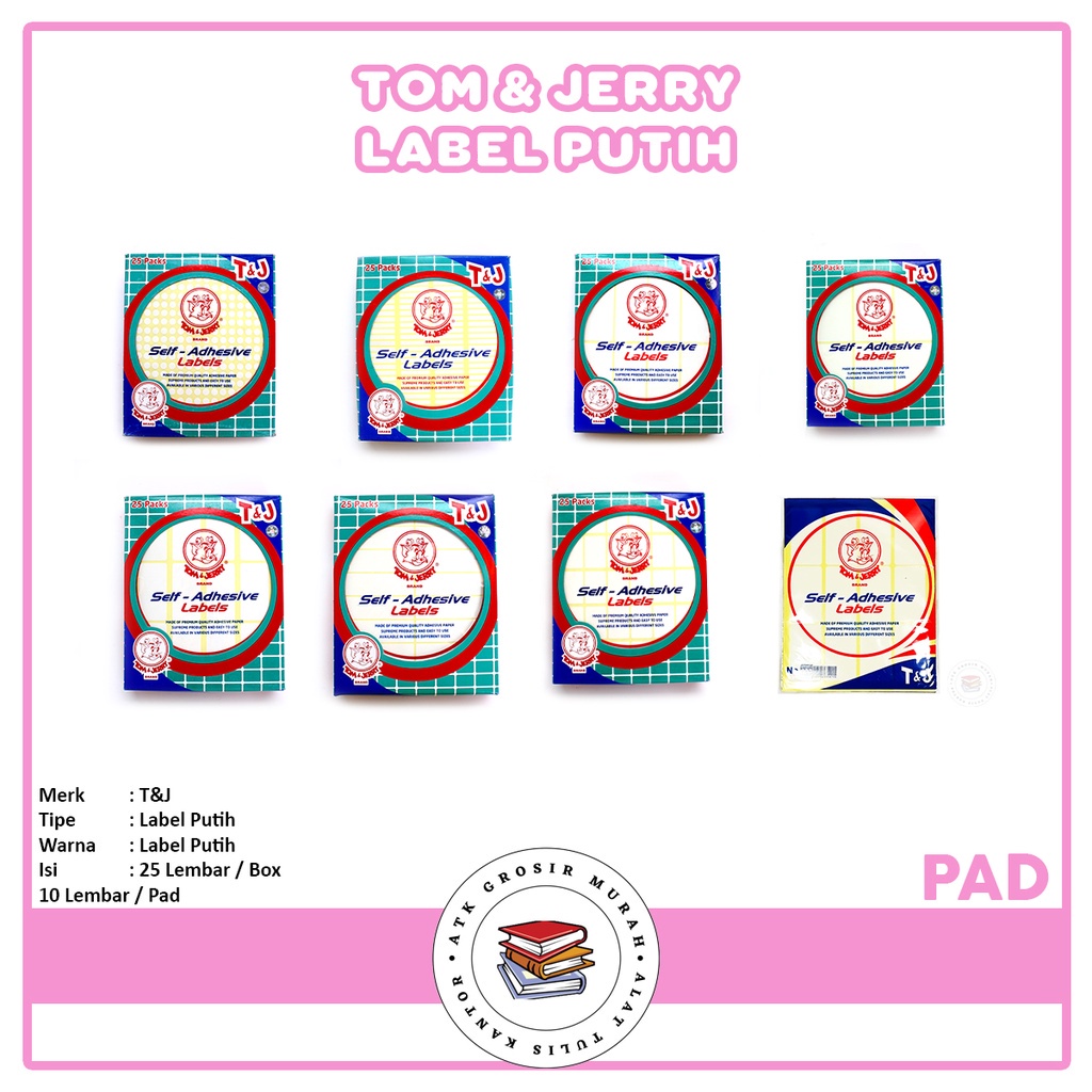 Jual TOM & JERRY - Label Putih 97 - 110 - 133 - 122 - Pad | Shopee ...