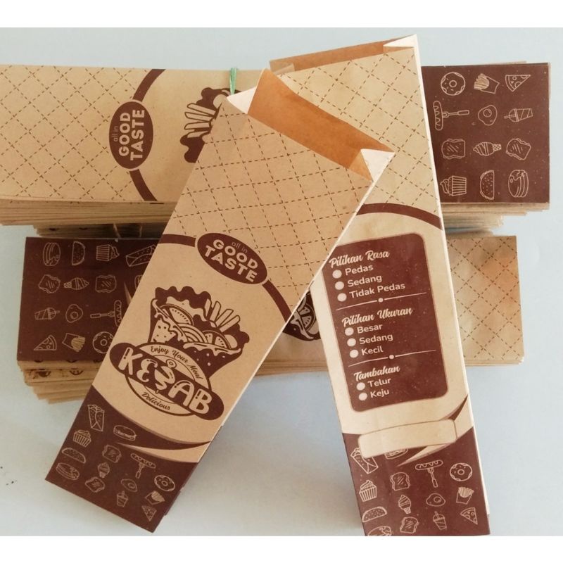 Jual kemasan kebab isi 100 lembar / kertas kebab craft ukuran 27x7x3,5 ...