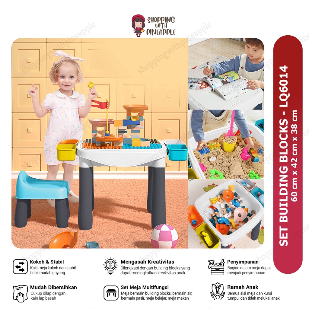Jual SWP - Set Meja Building Blocks LQ6014 / Meja Belajar Anak / Set ...