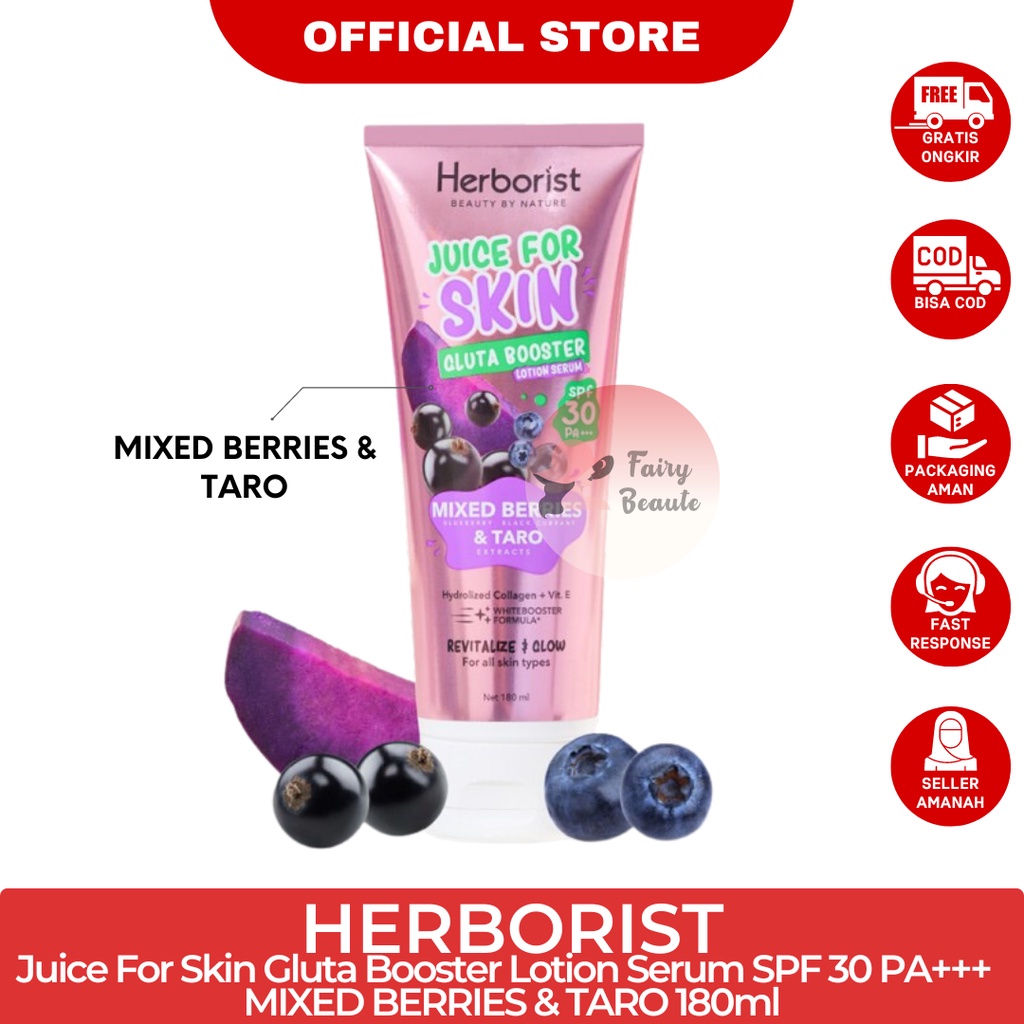 Jual Herborist Mixed Berries & Taro Gluta Booster Lotion Serum SPF 30 ...