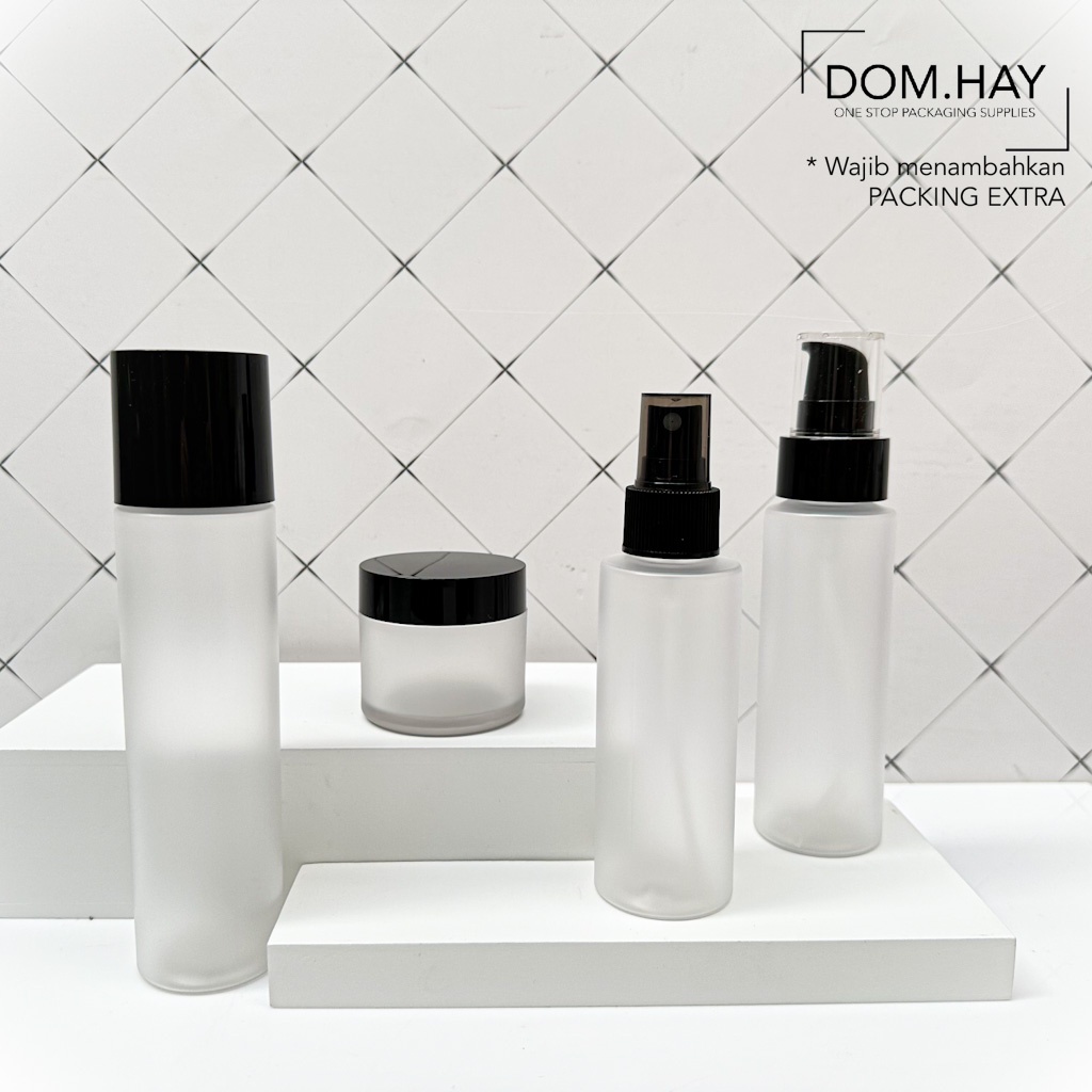 Jual Botol Paket Skin Care Plastik Frosted Tutup Hitam Cosmetik Set ...