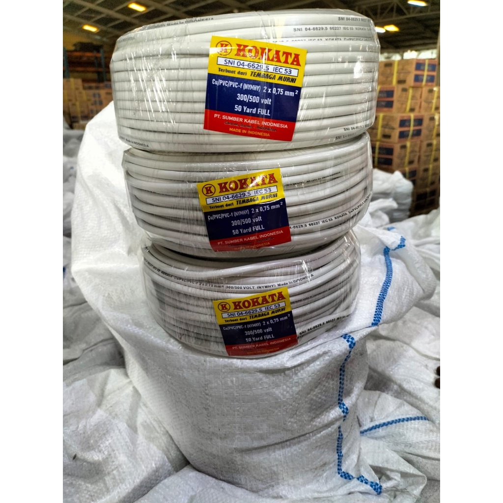 Jual Kokata Kabel Serabut Tembaga NYMHY 2 x 0,75mm 45 M 50 Yard Kabel Rambut SNI By Visicom ...