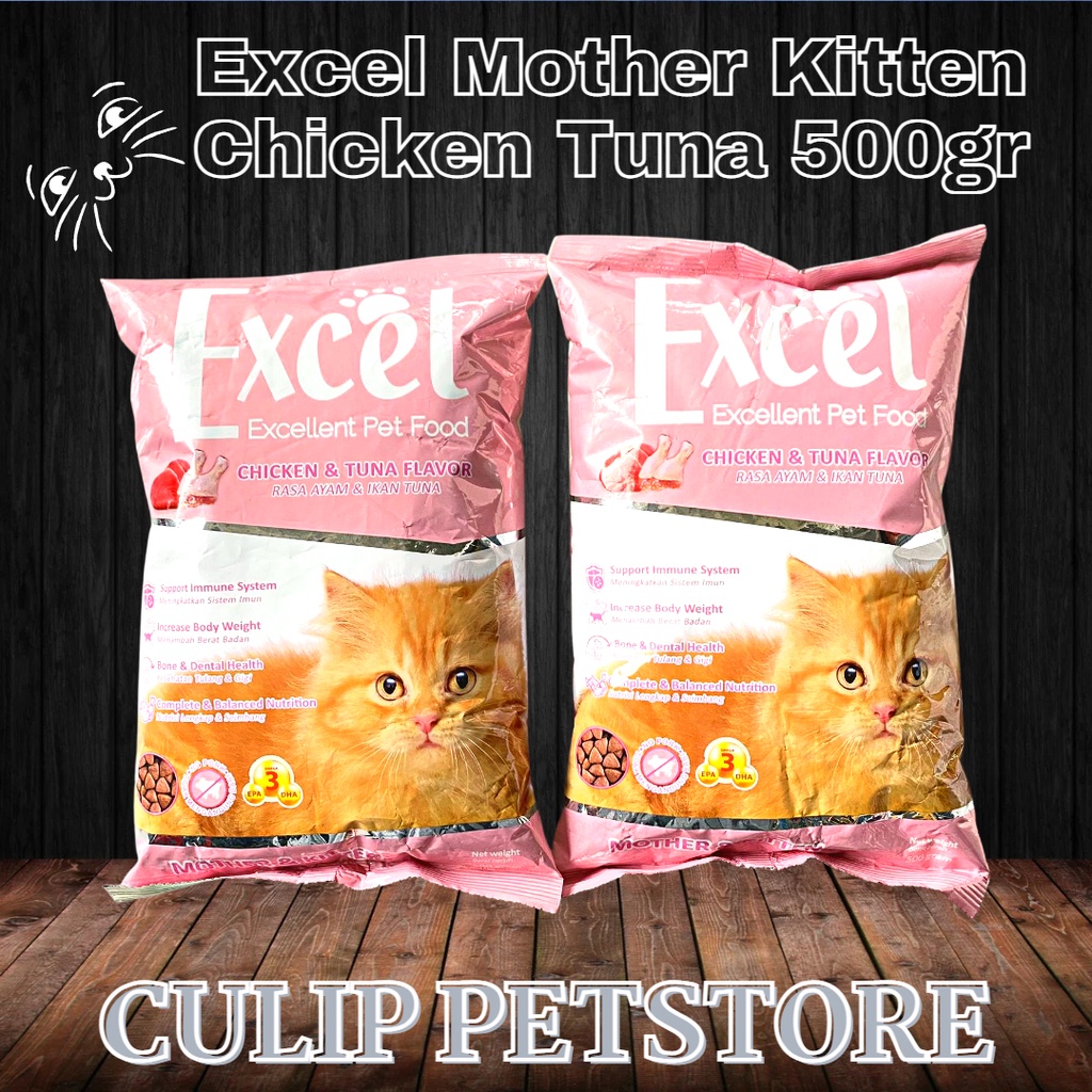 Jual Excel Mother Kitten Chicken&Tuna Makanan Kucing cat food 500gr ...