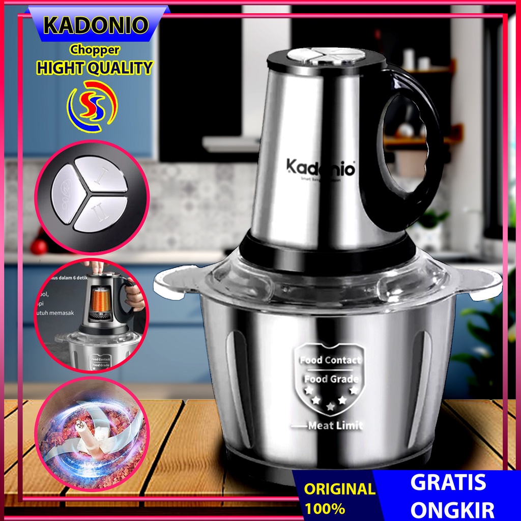Jual KADONIO Blender Daging Chopper Stainless 2L Penggiling Daging Multifungsi Meat Grinder 3 ...