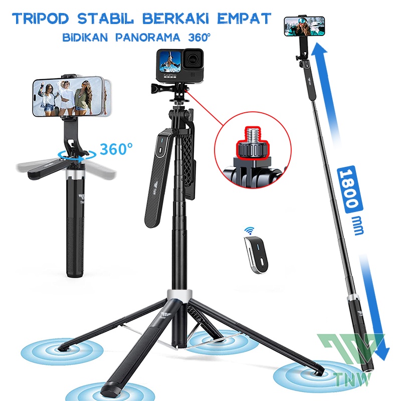Jual Tnw P180 Tongsis Tripod 180cm Bluetooth Selfie Stick Remote Tripod