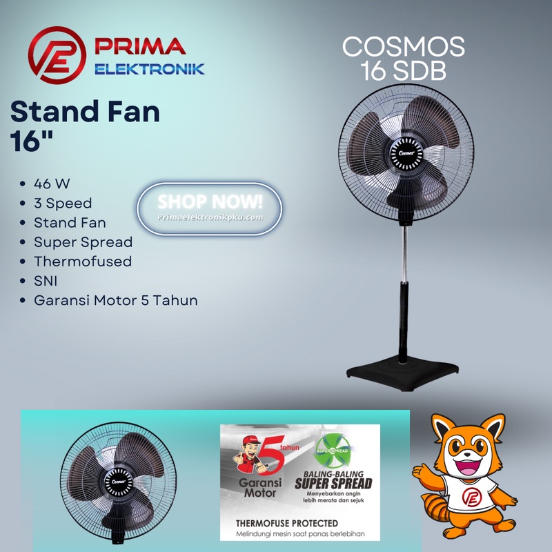 Jual Kipas Angin Berdiri Cosmos 16SDB 16 Inch Stand Fan | Shopee Indonesia