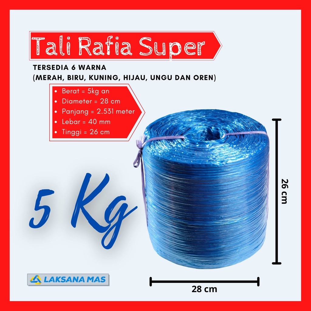 Jual RX63C Tali Rafia Plastik Laksanamas Super Warna Glossy Merah/Biru ...