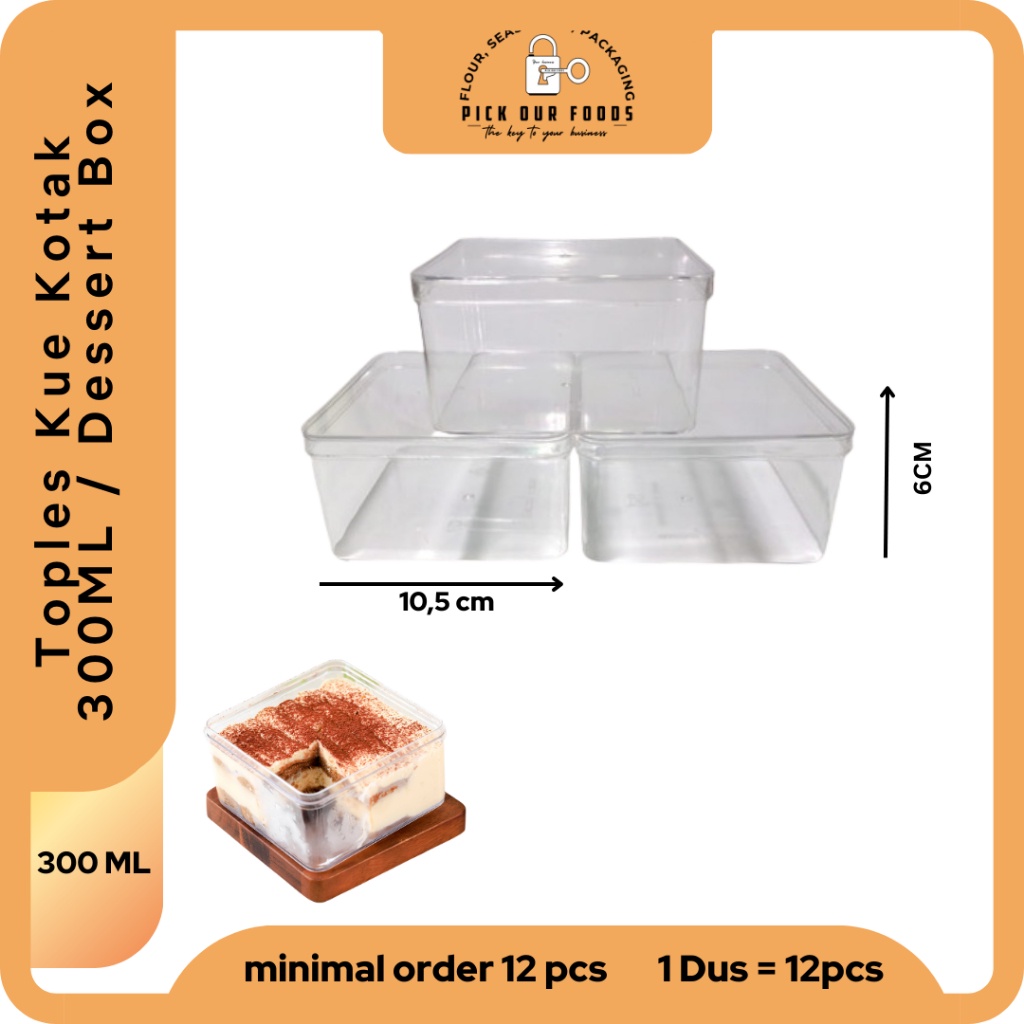 Jual Toples Kue Kotak 300gr isi 12 pcs/ Toples Dessert Box 300 gr ...