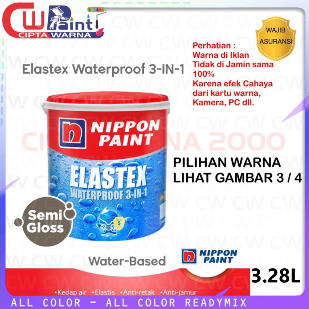 Jual Elastex Waterproof 3in1 3.28L - 1 Galon Cat Anti Bocor Nippon ...