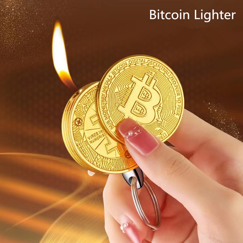 Jual Korek api Gas Bitcoin butana kreatif baru koin peringatan Aksesori ...