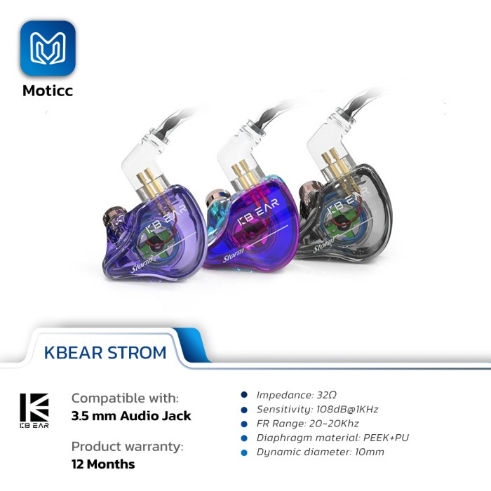 Jual KBEAR Storm with Mic Single Dynamic Driver In Ear Monitor Earphone | Shopee Indonesia