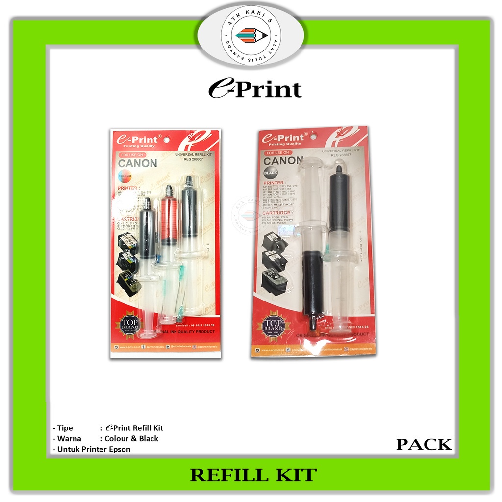 Jual E-PRINT - Tinta E Print Refill Kit Blister Printer Canon Suntikan ...