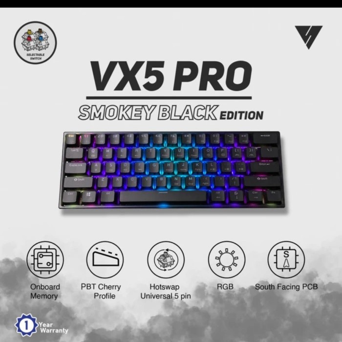 Jual VortexSeries Mechanical Keyboard VX5 PRO 61 Keys (60%) - Smokey ...