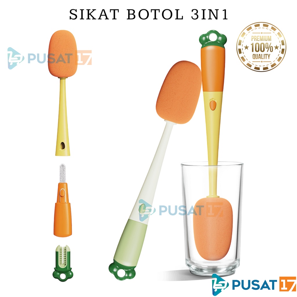 Jual PUSAT17 S04 SIKAT PEMBERSIH BOTOL SET 3IN1 GAGANG PANJANG / ALAT ...