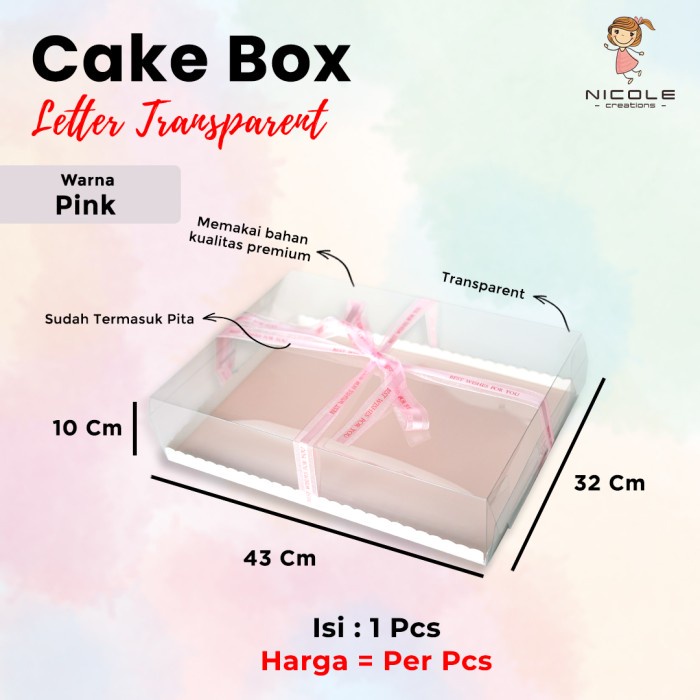 Jual Cake Box Letter Transparant Mika/ Packaging Kue 43x32x10 cm ...