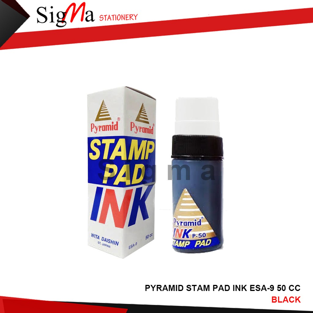 Jual tinta pyramid stamp pad HITAM ink esa-9 50cc SATUAN | Shopee Indonesia