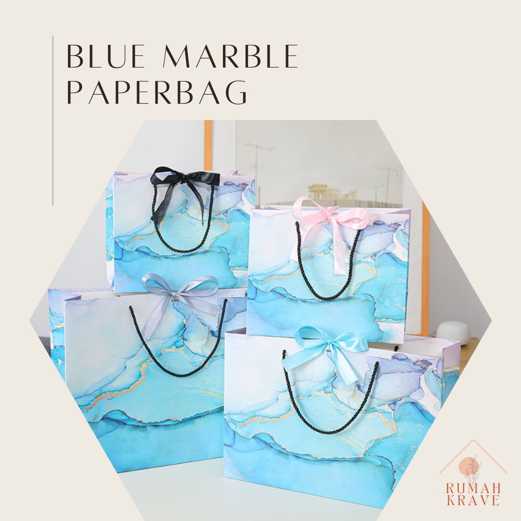Jual RUMAH KRAVE - Blue Marble Paperbag Biru Marmer Goodie Bag | Shopee ...