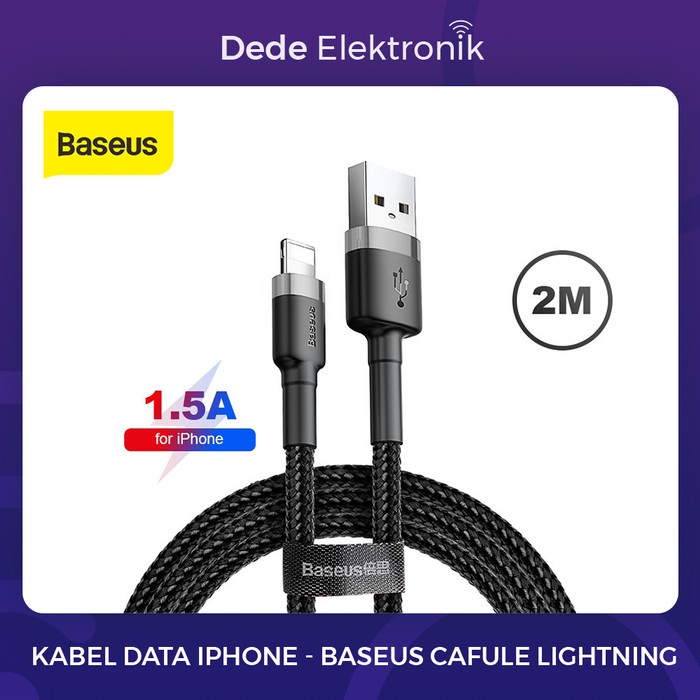 Jual KABEL DATA IPHONE BASEUS CAFULE CABLE FOR LIGHTNING 1.5A 2M ...