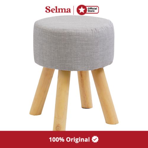 Jual Selma Tango Bangku - Abu-Abu Muda Stool Poly Linen Fabric Pine ...
