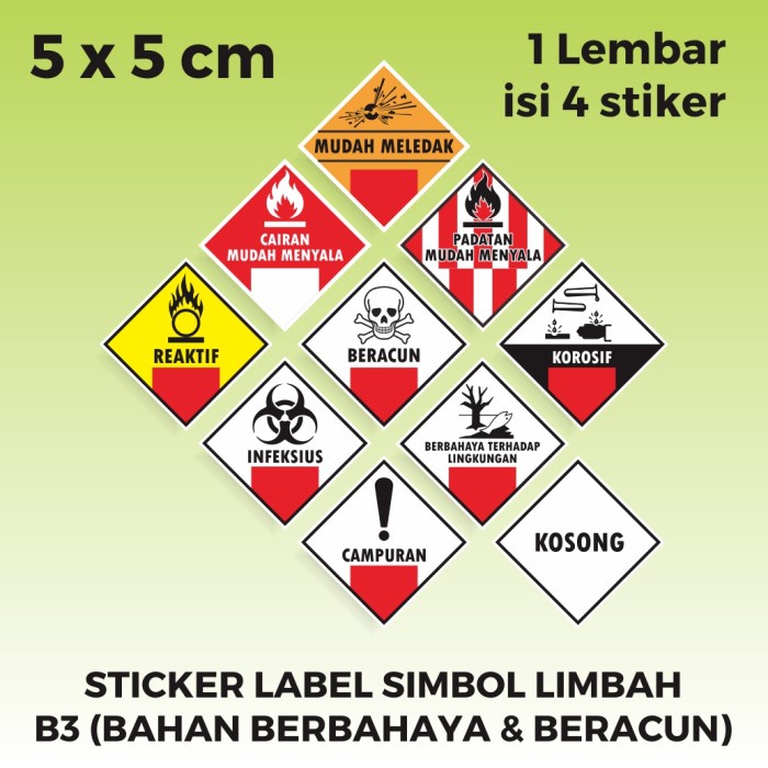 Jual Sticker Simbol Limbah B3 Bahan Berbahaya dan Beracun 5 x 5 cm (4 pcs/ sheet) | Shopee Indonesia