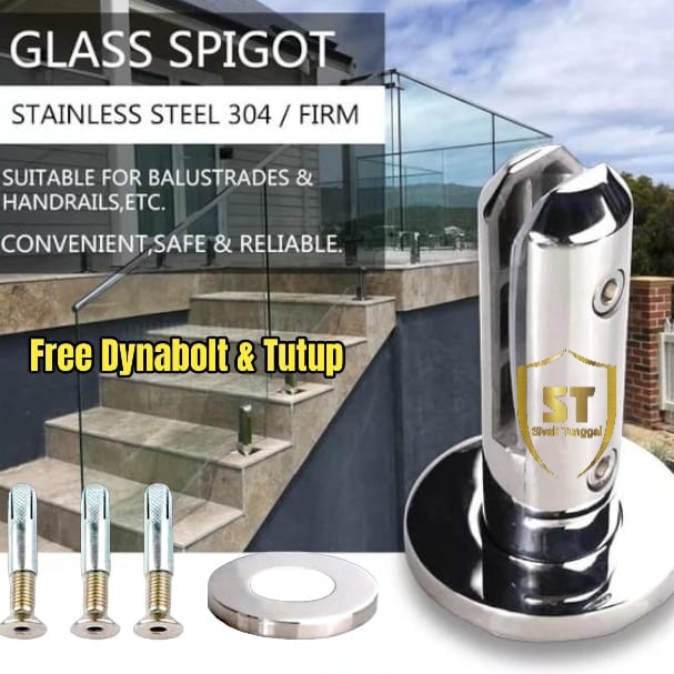 Jual SPIGOT KACA BULAT STAINLESS 304 MIRROR SILVER-PENJEPIT KACA ...