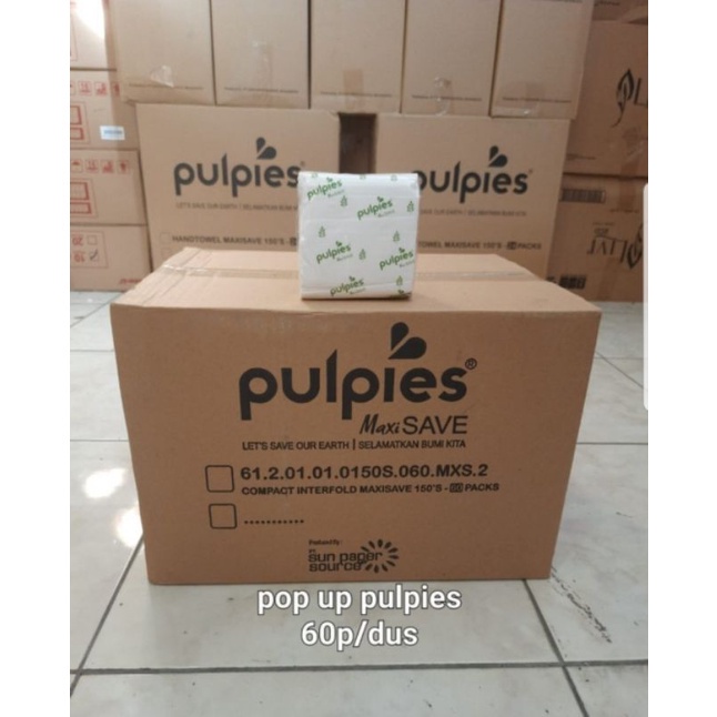 Jual 1 Dus Tissue Pop Up Premium Pulpies 150 sheet 2 ply / Pop Up ...