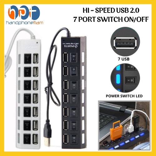 Jual [HPT] USB Hub 7 Port ON-OFF USB 2.0 Port Saklar | Shopee Indonesia