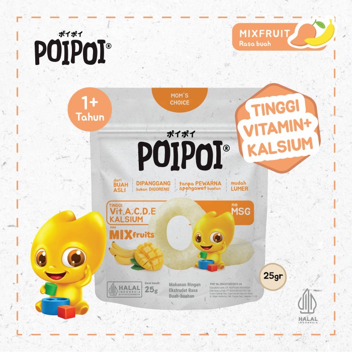 Jual POIPOI Snack BERVITAMIN - Mix Fruits/Buah NO MSG 25g (1 tahun+) | Shopee Indonesia