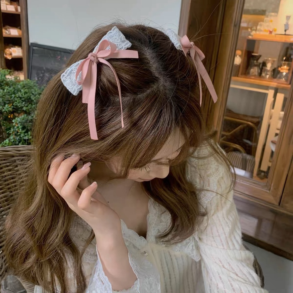 Jual Town Shell - Lush Lace Small Ribbon Korean Hair Claw Clip / Jepit ...