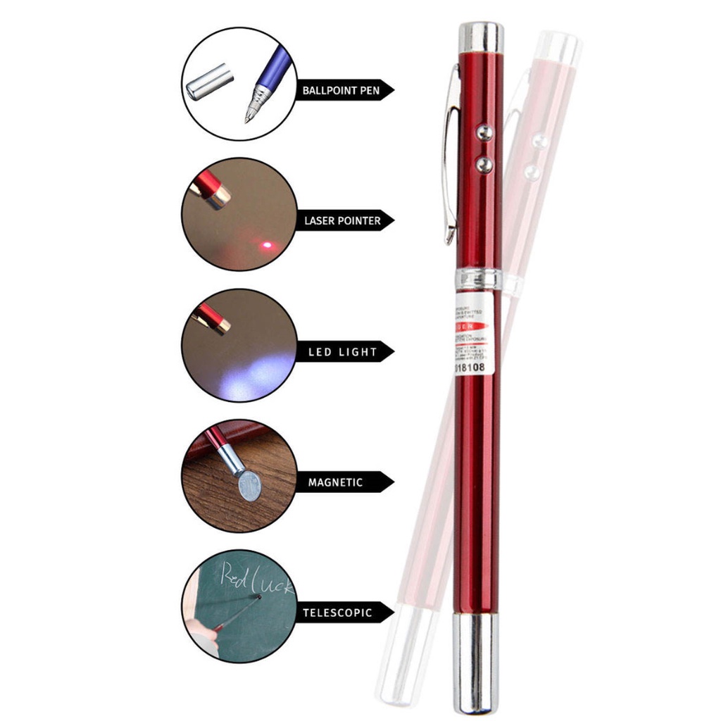 Jual Pulpen Multifungsi 5 in 1 Pen Laser Pointer Telescopic LED Magnetic | Shopee Indonesia
