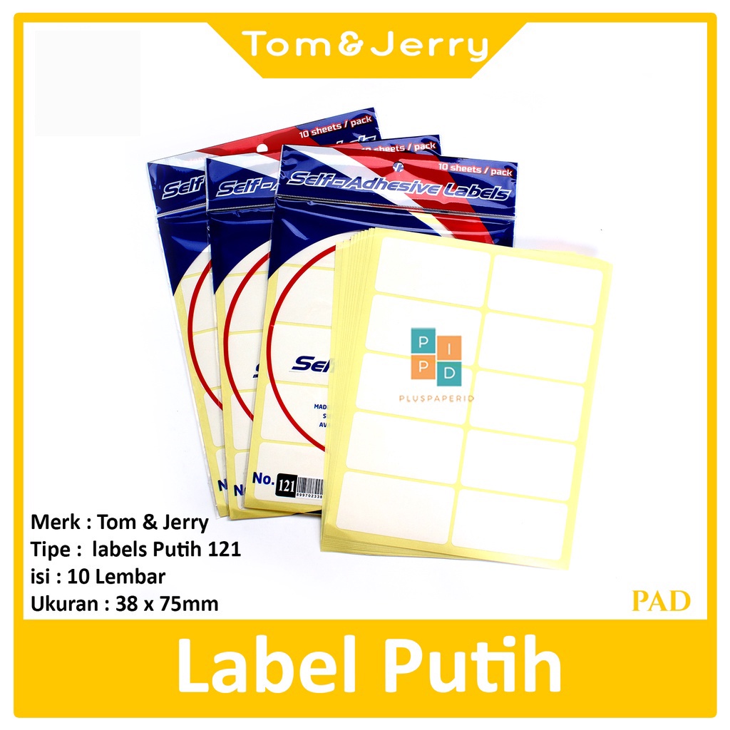 Jual Tom & Jerry - Label Putih Paper Ukuran 120 - 121 - 122 - Pad ...
