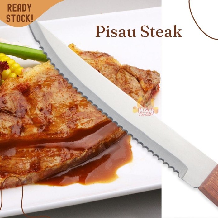 Jual STRONG Pisau Steak Gagang Kayu isi 3pc Steak Knife stainless tajam ...
