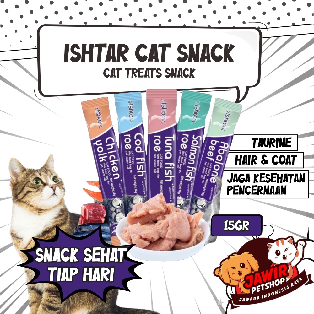 Jual ISHTAR Cat Treats 15gr makanan snack cemilan kucing luquid creamy ...
