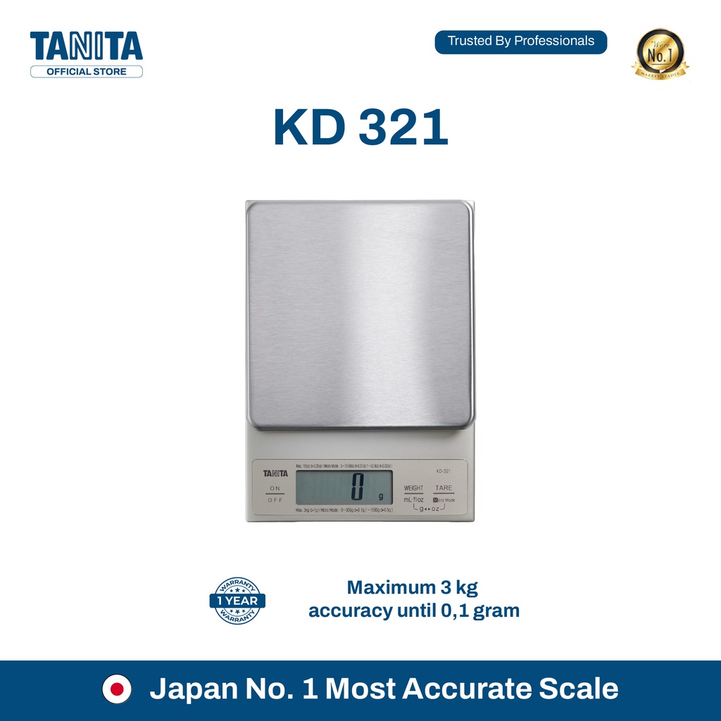 Jual TANITA KD-321 Timbangan Dapur Digital - Kitchen Scale 3kg/0.1gr Silver | Shopee Indonesia