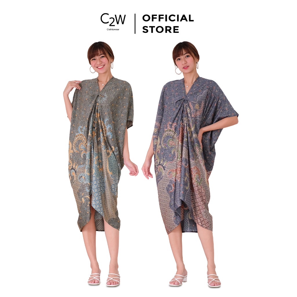 Jual C2W Clothtowear Kaftan Batik Wanita All Size Satin Women's Clothes ...