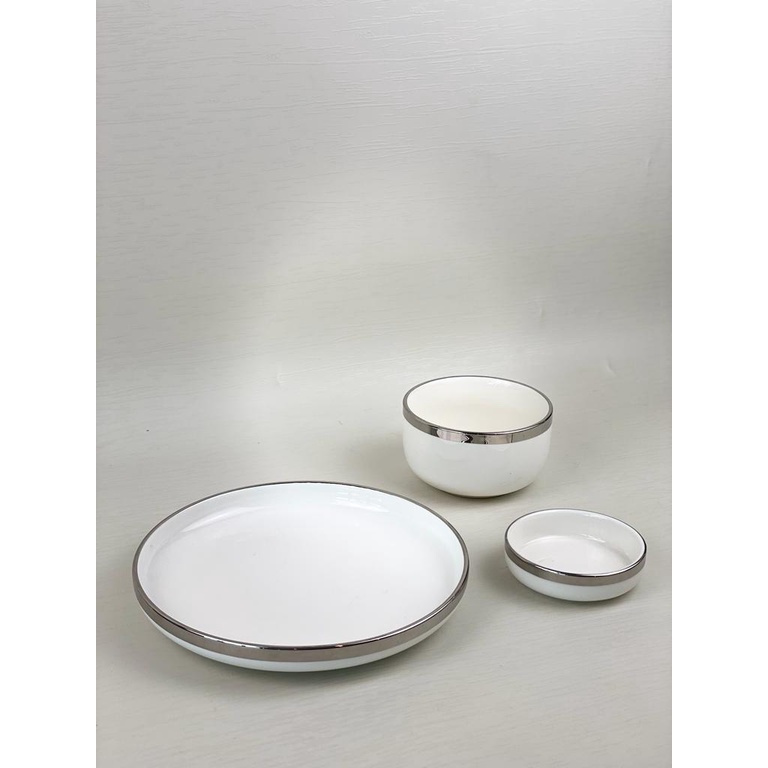 Jual Piring Set 1 Orang/ Piring Makan Set Series Silver Isi 3 Pcs ...