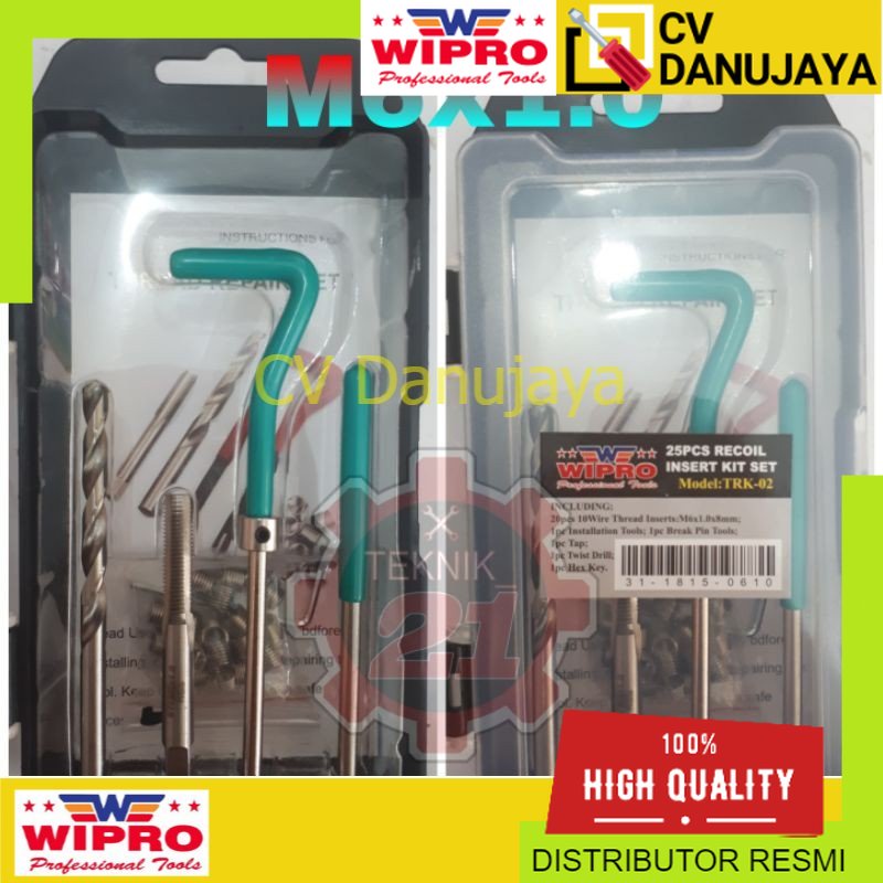 Jual RECOIL SET M6X1.0 BAUT 10 WIPRO rio insert kit 1 set 12 pcs HELICOIL WIPR0 TRK02 | Shopee ...