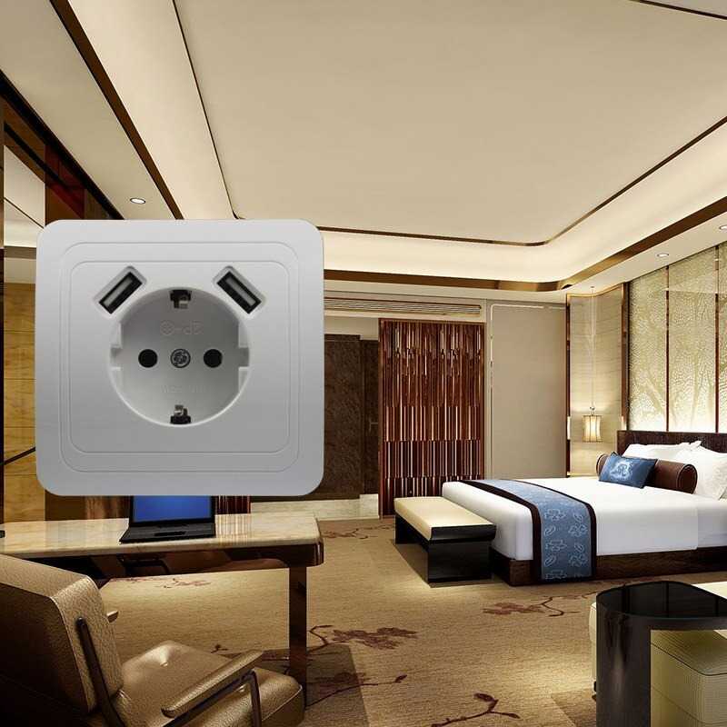 Jual Kuubi Stop Kontak Dinding USB Soket Listrik Square Wall Socket ...