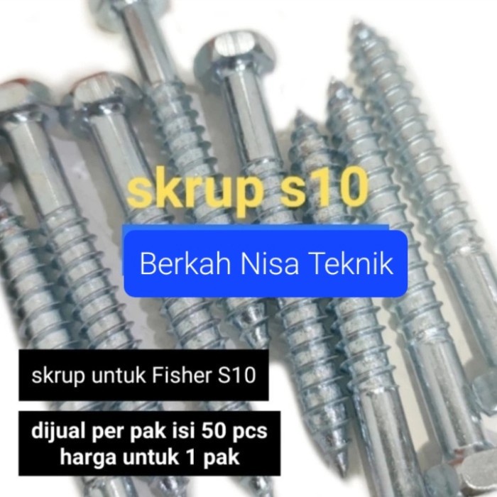 Jual DEK SEKRUP SKRUP ¼ x 3" -+7cm galvanis, baut skrup fisher s10 - 1 pack 50 pcs | Shopee ...
