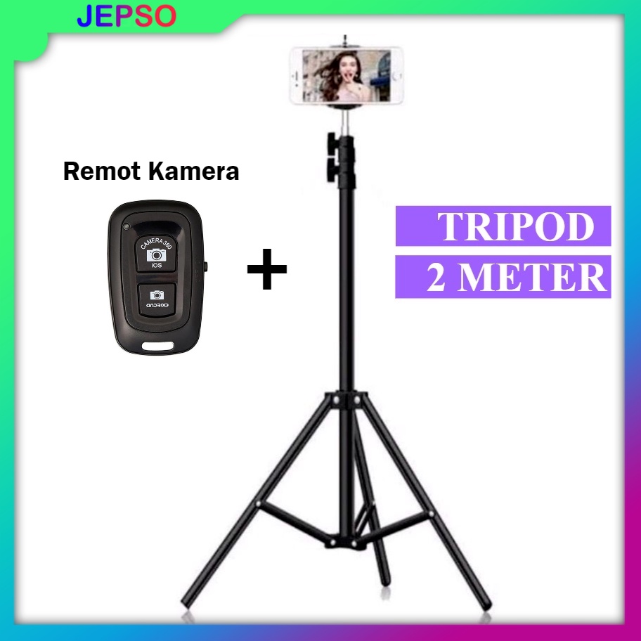 Jual Tripod plus Remot kamera bluetooth Tripod 2 Meter Tripod HP 2M ...