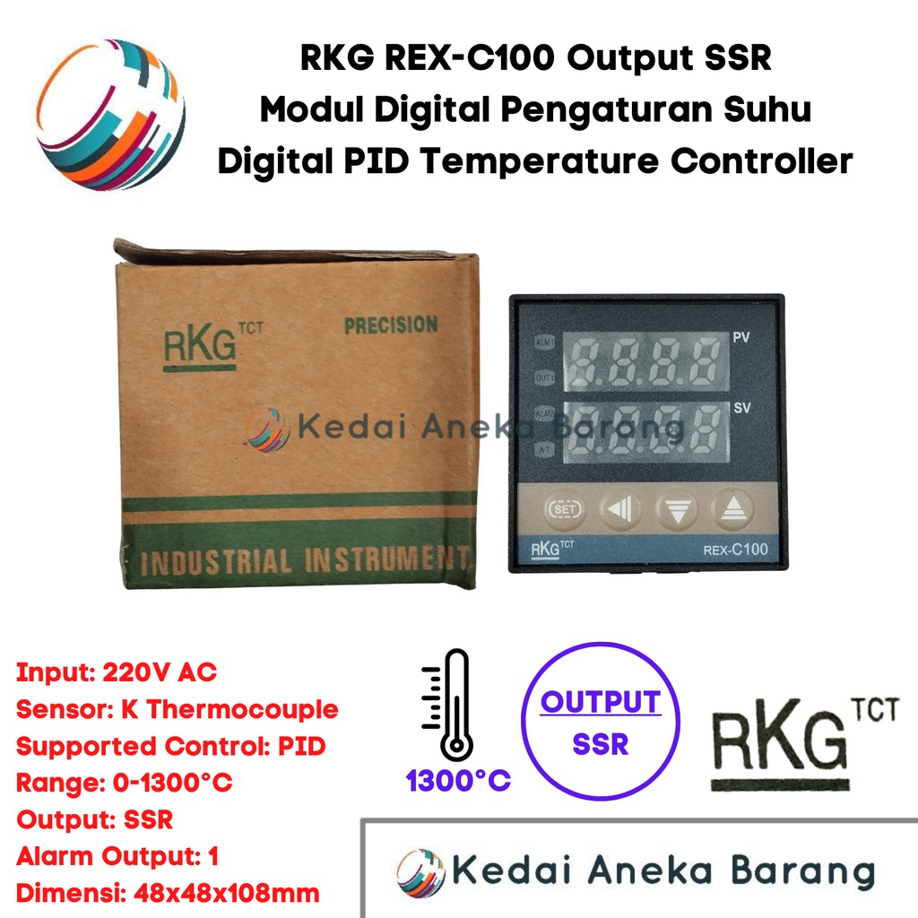 Jual PID Rex RKG C100 Rex-C100 Output SSR 220V AC 0-1300C 1300C Module ...