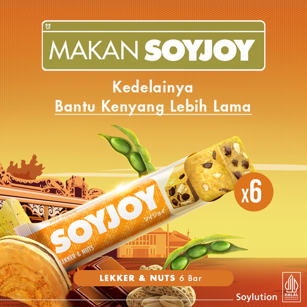 Jual SOYJOY Snack Bar Kedelai Lekker & Nuts 28gr - 6 Bar | Shopee Indonesia