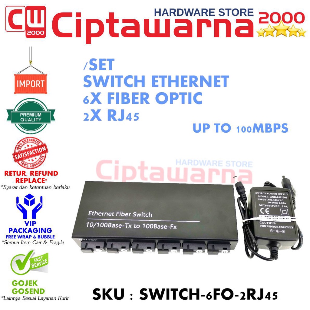 Jual Media Converter 6 Port Fiber Switch Optic 2 Port Lan rj45 ...