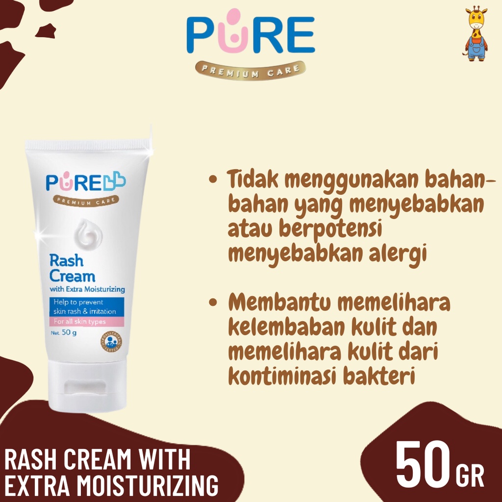 Jual Pure Baby Rash Cream With Extra Moisturizing 50g Hypoallergenic ...