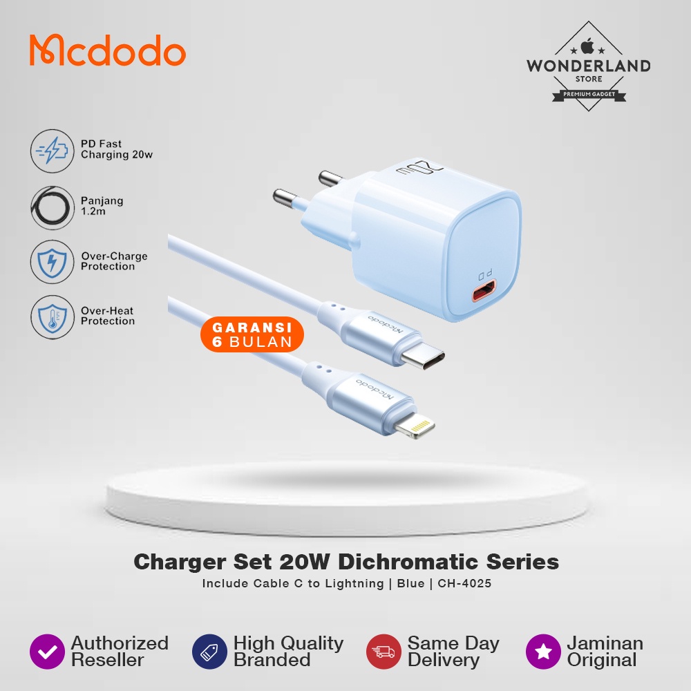 Jual Mcdodo Adaptor Charger Set 20W + Kabel Data USB-C to Lightning ...
