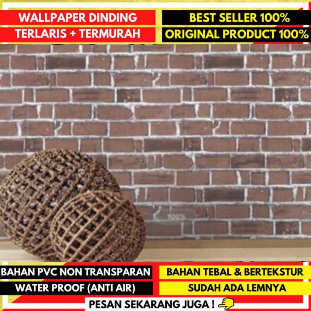 Jual Wallpaper dinding MOTIF BATU BATA KOMBINASI HITAM PUTIH BIRU PINK ...