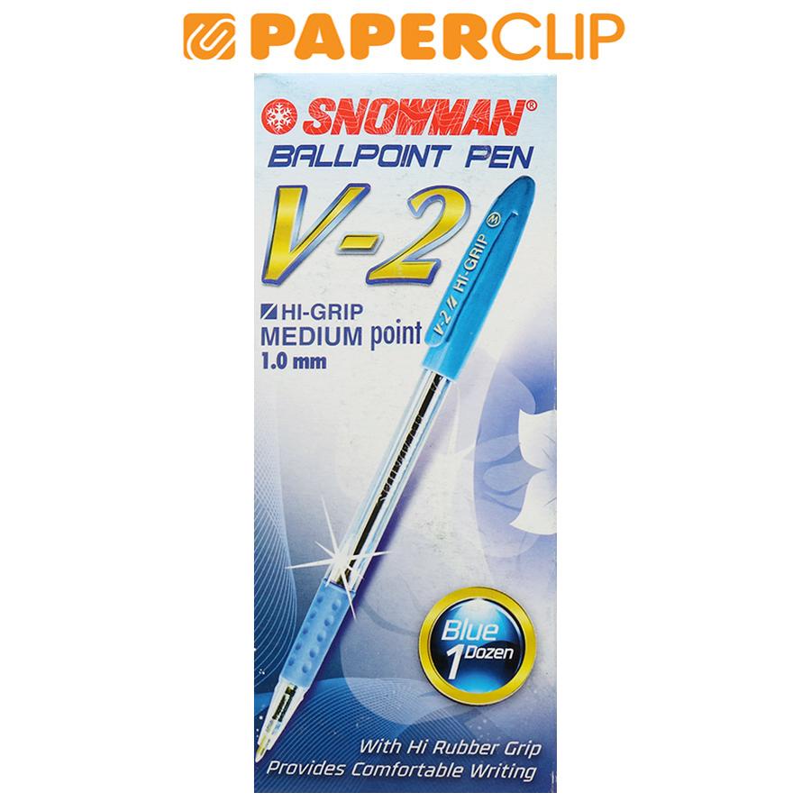 Jual BALLPOINT / PEN SNOWMAN V-2 ISI 12 HI-GRIP BIRU | Shopee Indonesia