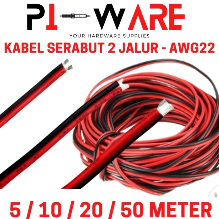 Jual Kabel 2 Jalur AWG22 x 2 Tinned CU AWG 22 x 2 Serabut Merah Hitam Roll | Shopee Indonesia
