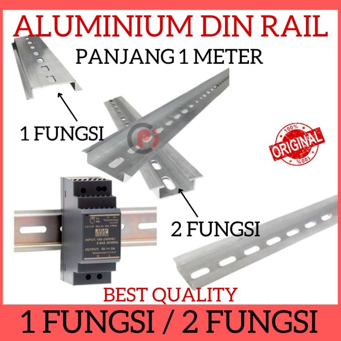 Jual Aluminium Din Rail Rel MCB di Panel Box 1 / 2 Fungsi Panjang 1 ...