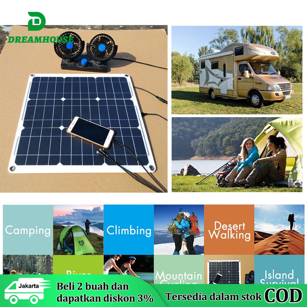 Jual 60W/100W SOLAR PANEL PANEL SURYA PEMBANGKIT LISTRIK TENAGA SURYA ...